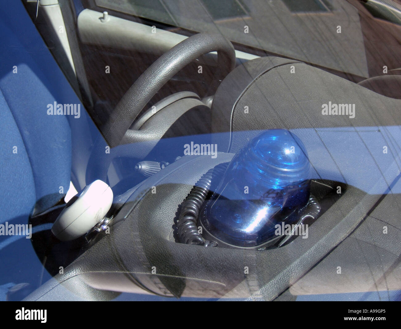 blue light inside emergency vehicle Stock Photo - Alamy