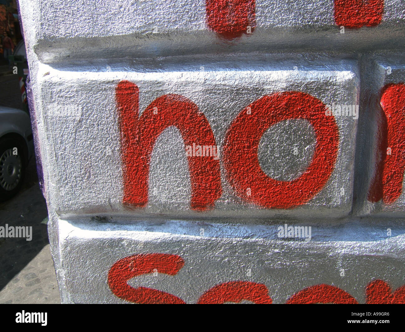 the word no written on silver wall Stock Photo - Alamy