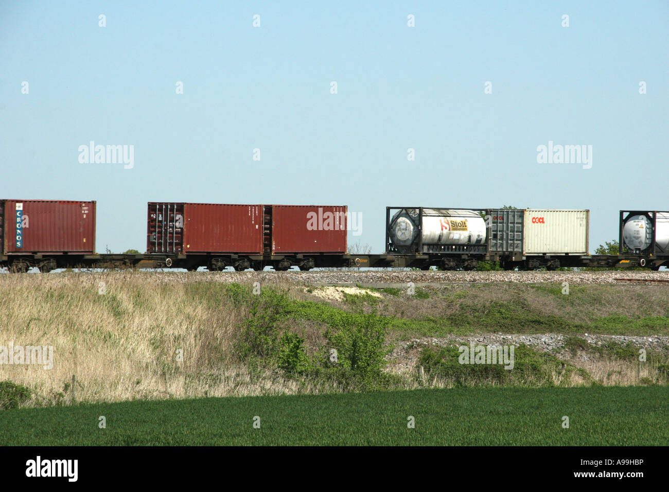 Freightliner Railway Container Freight Train on Great Western Main Line ...