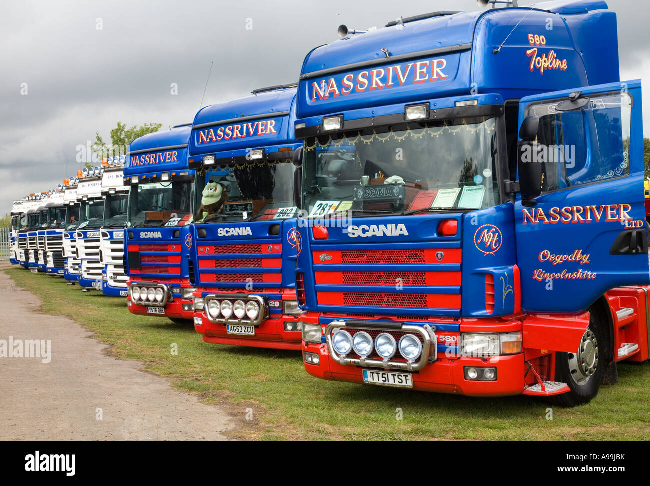 Fleet display of Nassriver Scania trucks at TruckFest, Peterborough, UK ...