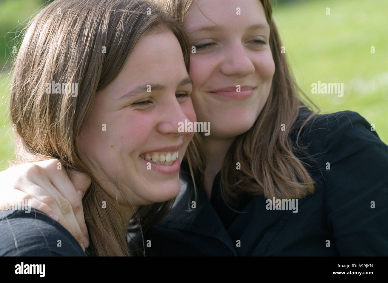 Two girls 13 years old Stock Photo - Alamy