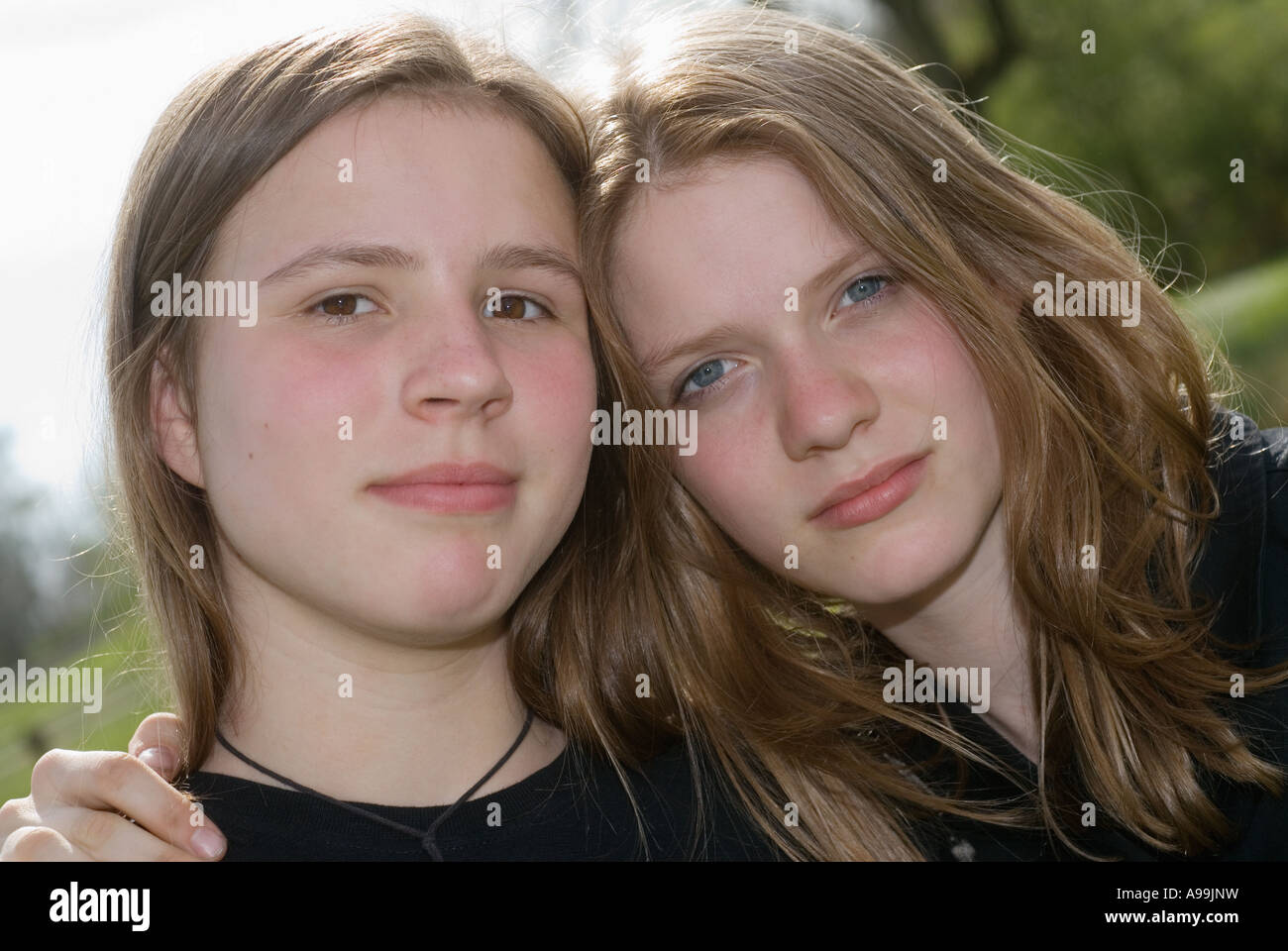 Two girls 13 years old Stock Photo - Alamy
