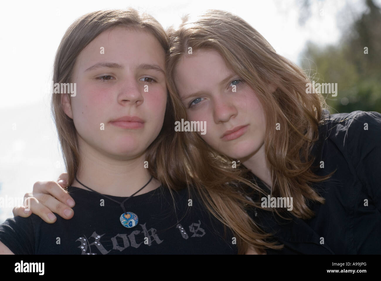 Two girls 13 years old Stock Photo - Alamy
