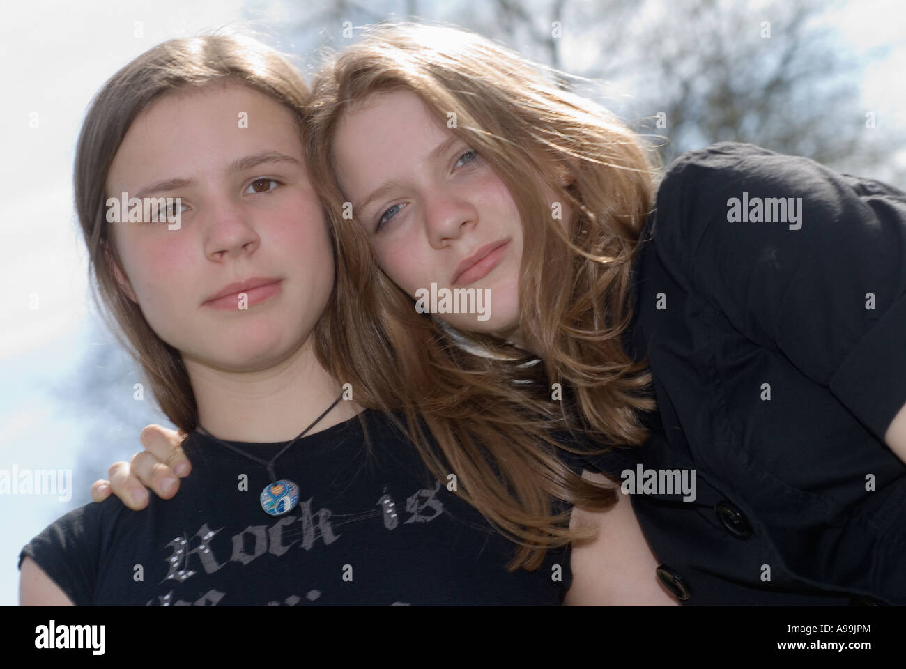 Two girls 13 years old Stock Photo - Alamy