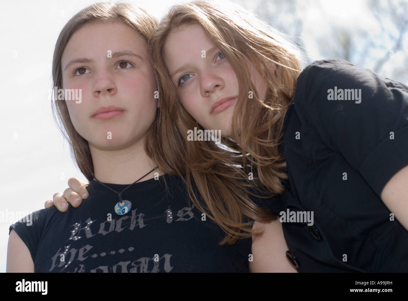 Two girls 13 years old Stock Photo - Alamy