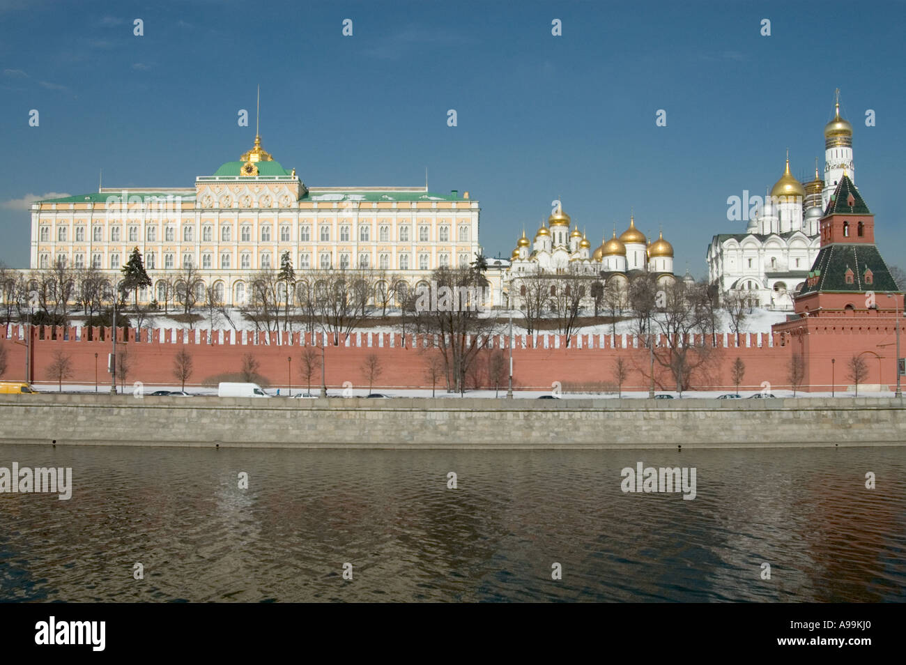 Kremlin Wall and Grand Palace on Moscow river embankment, Moscow Russia ...
