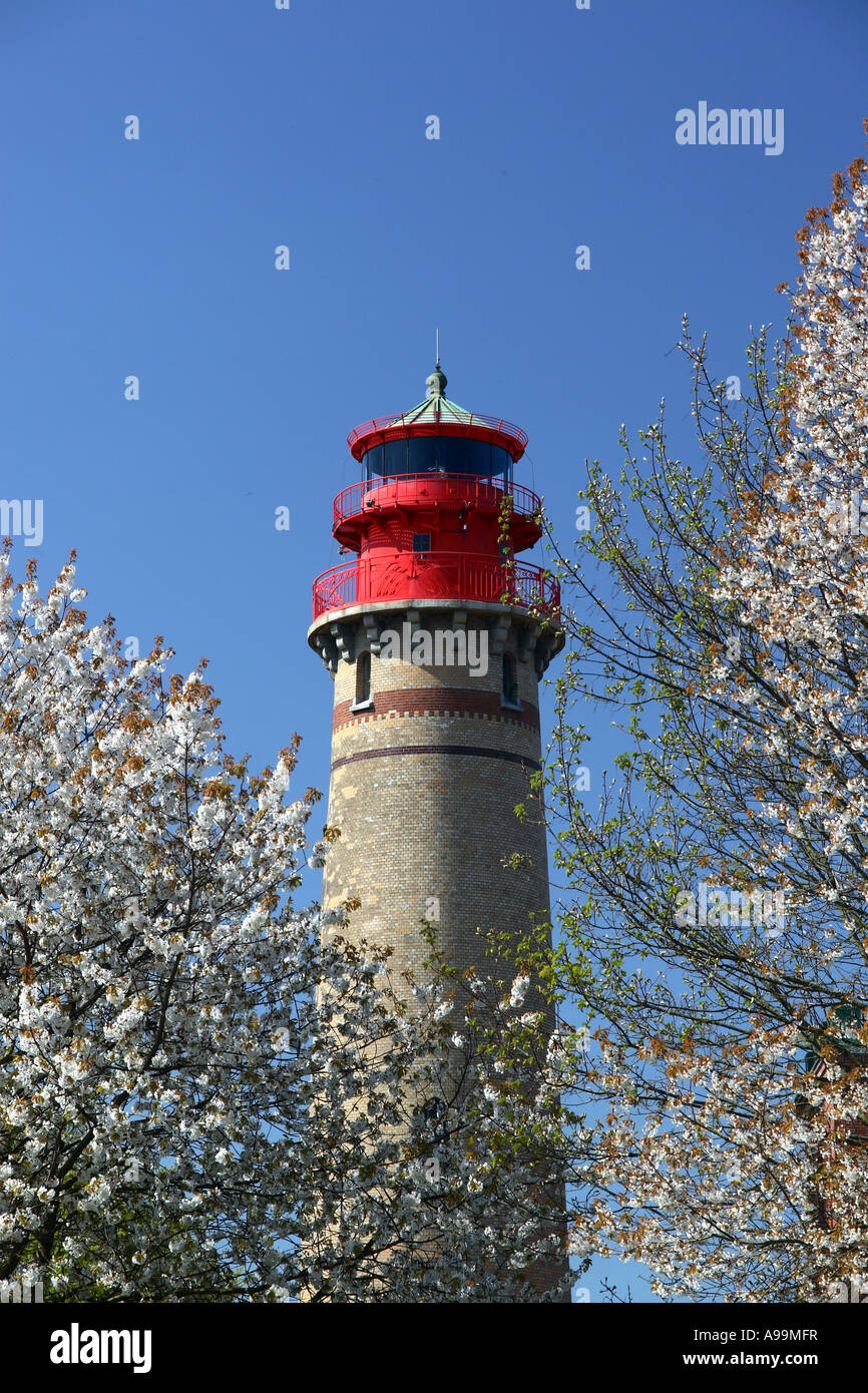 Cape Arkona, famous for its three lighthouses, on the island of Rugen ...