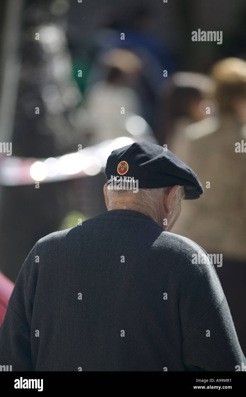 Rear view of an elderly gentleman wearing black beret Balmaseda Pais ...