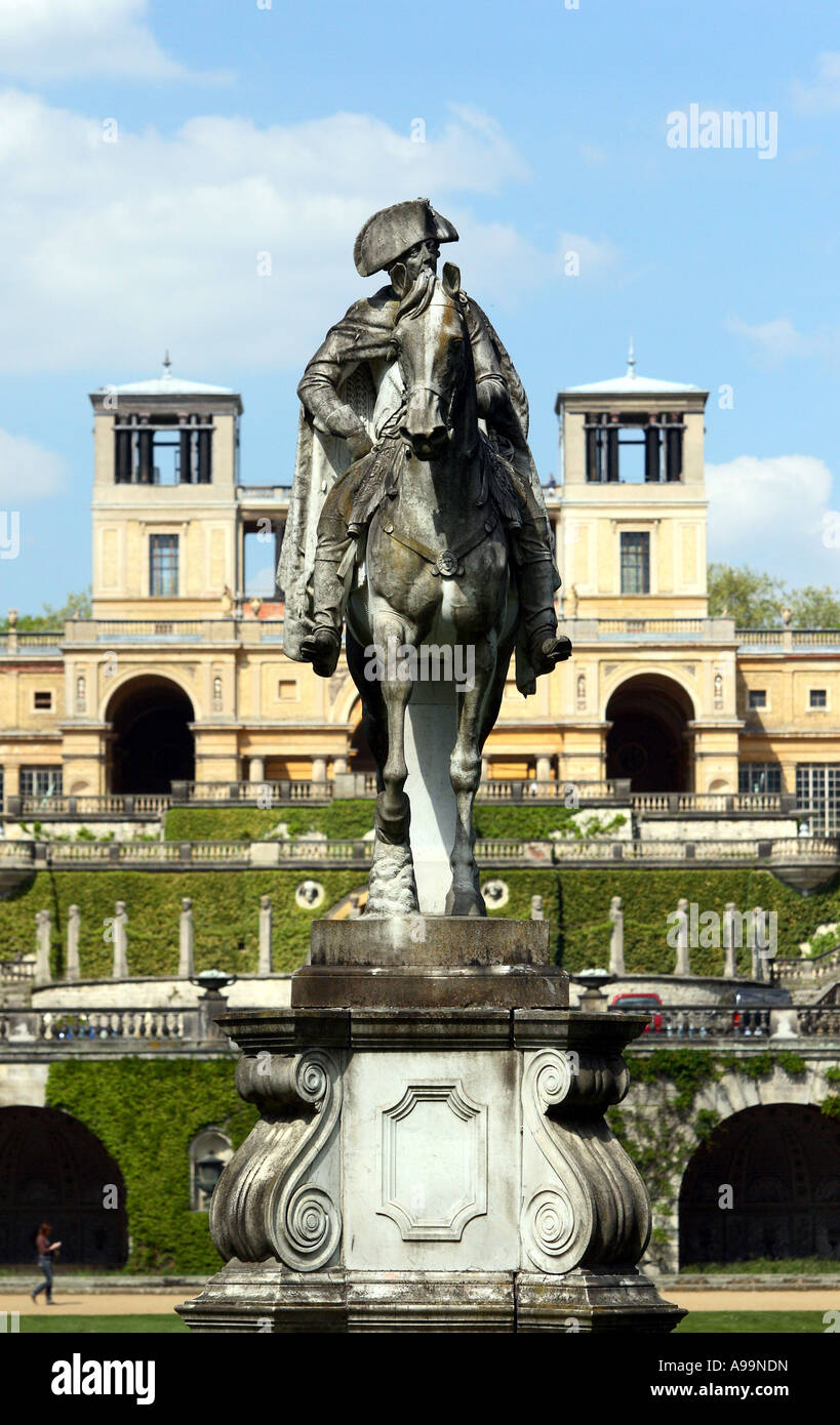 A statue of Frederick the Great in the palace estates of Potsdam in ...