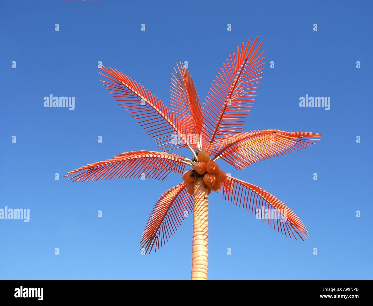 one orange plastic palm tree Stock Photo - Alamy