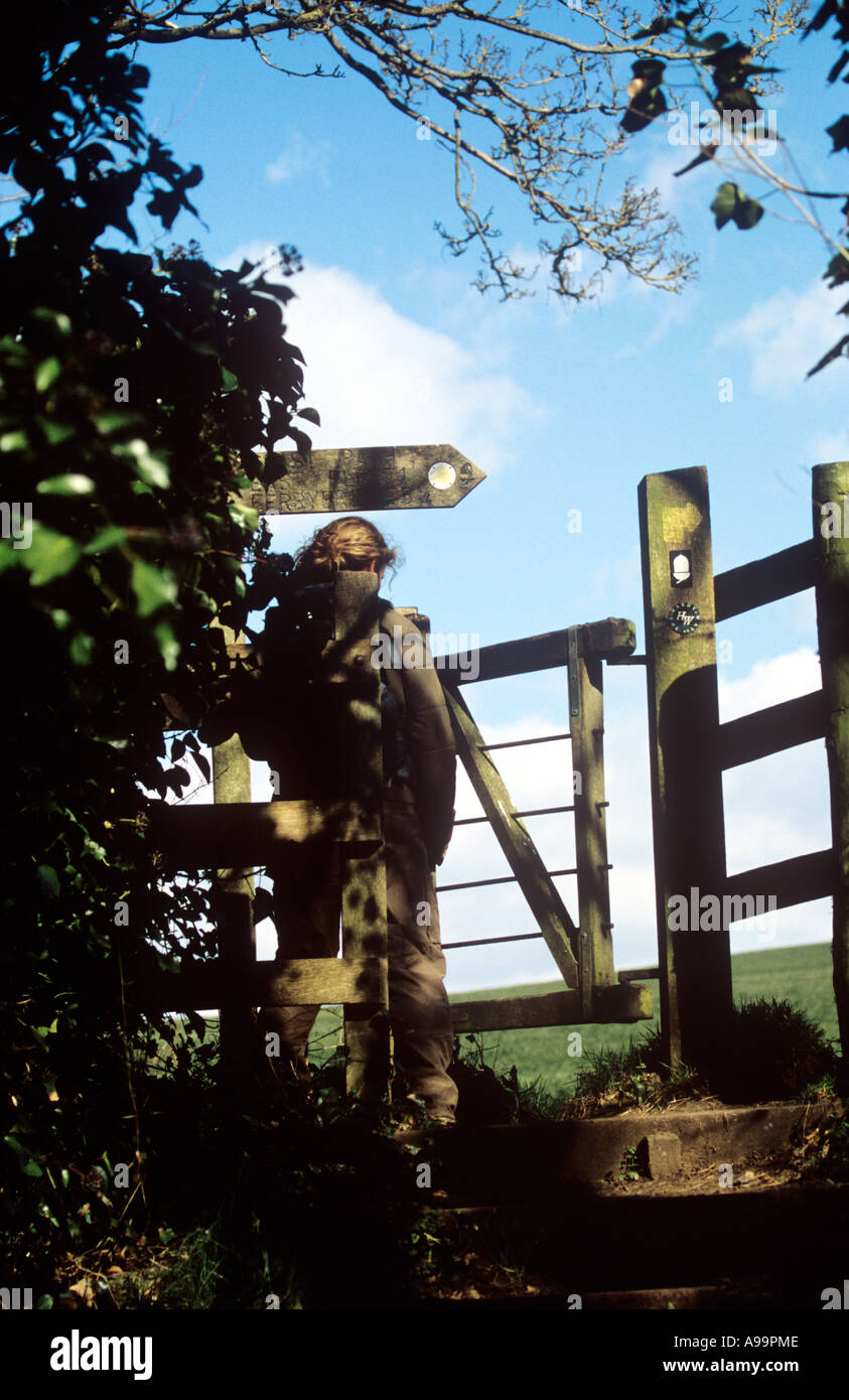 Walker in countryside Stock Photo - Alamy