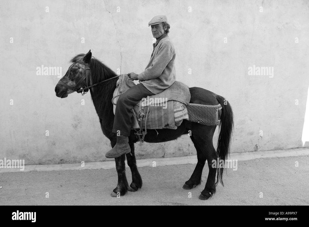 Man on pony Stock Photo - Alamy