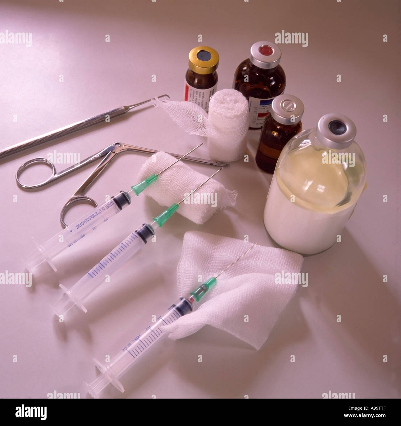 public health syringes injections drugs bandaging materials Stock Photo ...