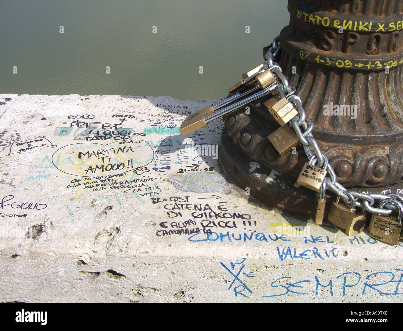 love locks on the milvio bridge, rome Stock Photo - Alamy