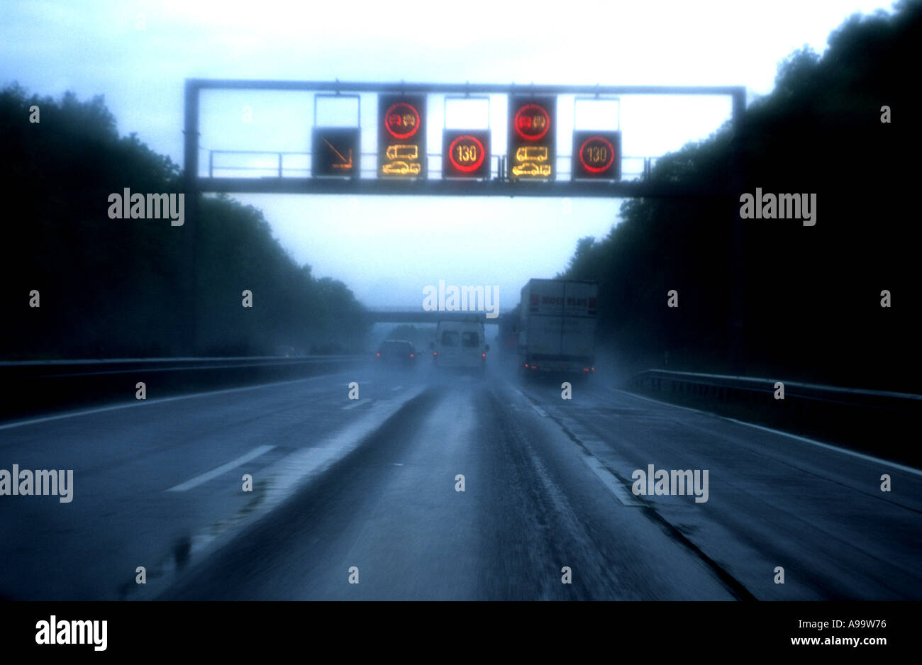 Road signs on overhead gantry hi-res stock photography and images - Alamy