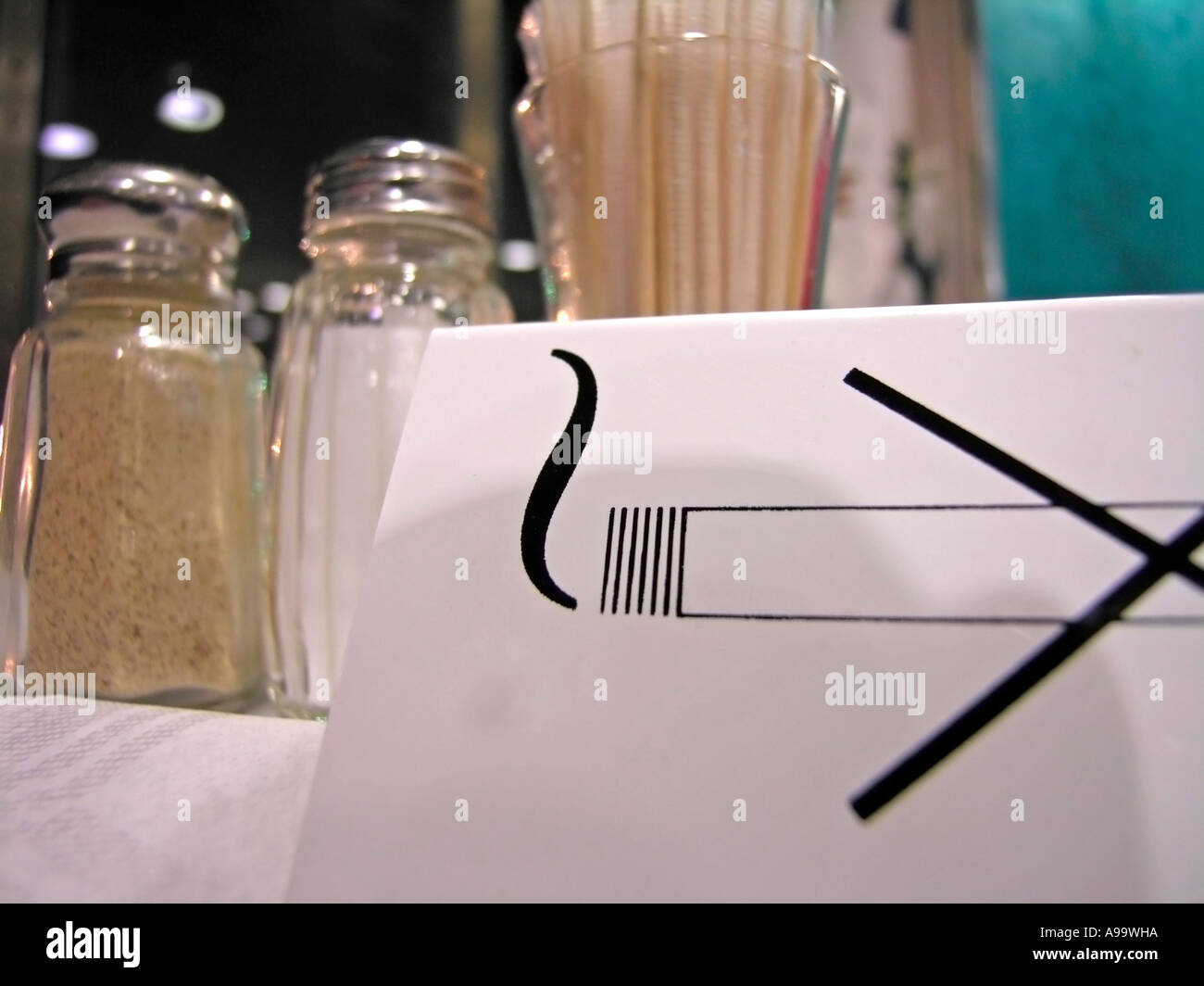 non smoking area prohibition sign for no smoking on a table in ...