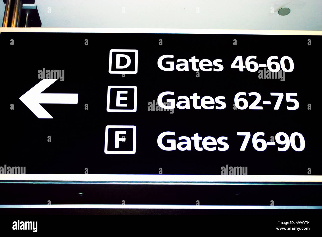 Airport sign, directing to gates Stock Photo - Alamy