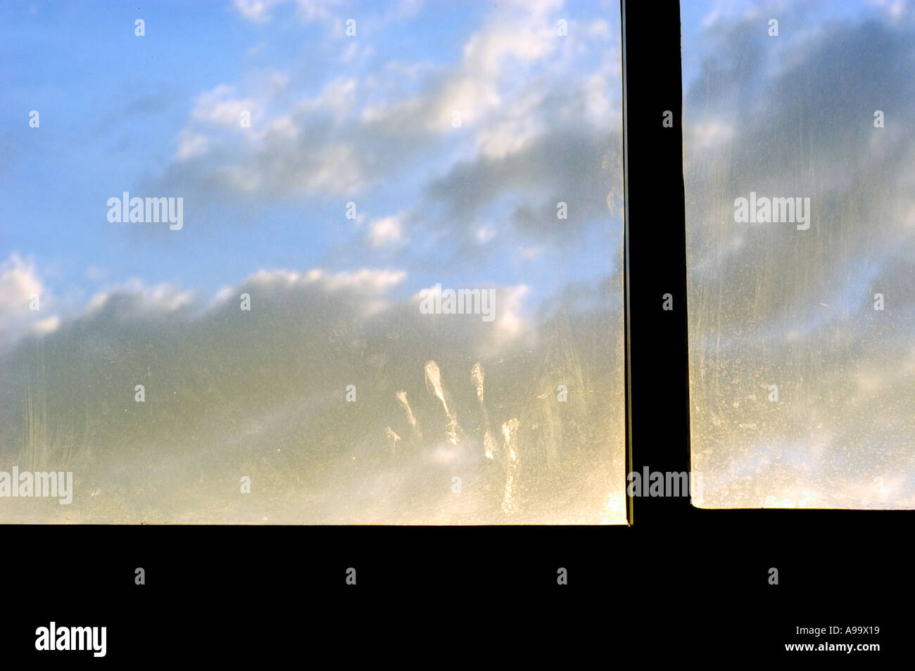 handprint on a glass windowa Stock Photo - Alamy