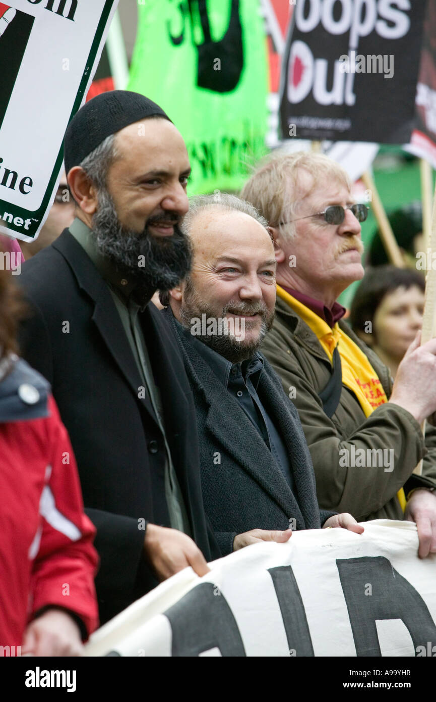 George Galloway, Respect MP, and muslim community leaders at anti-Iraq ...