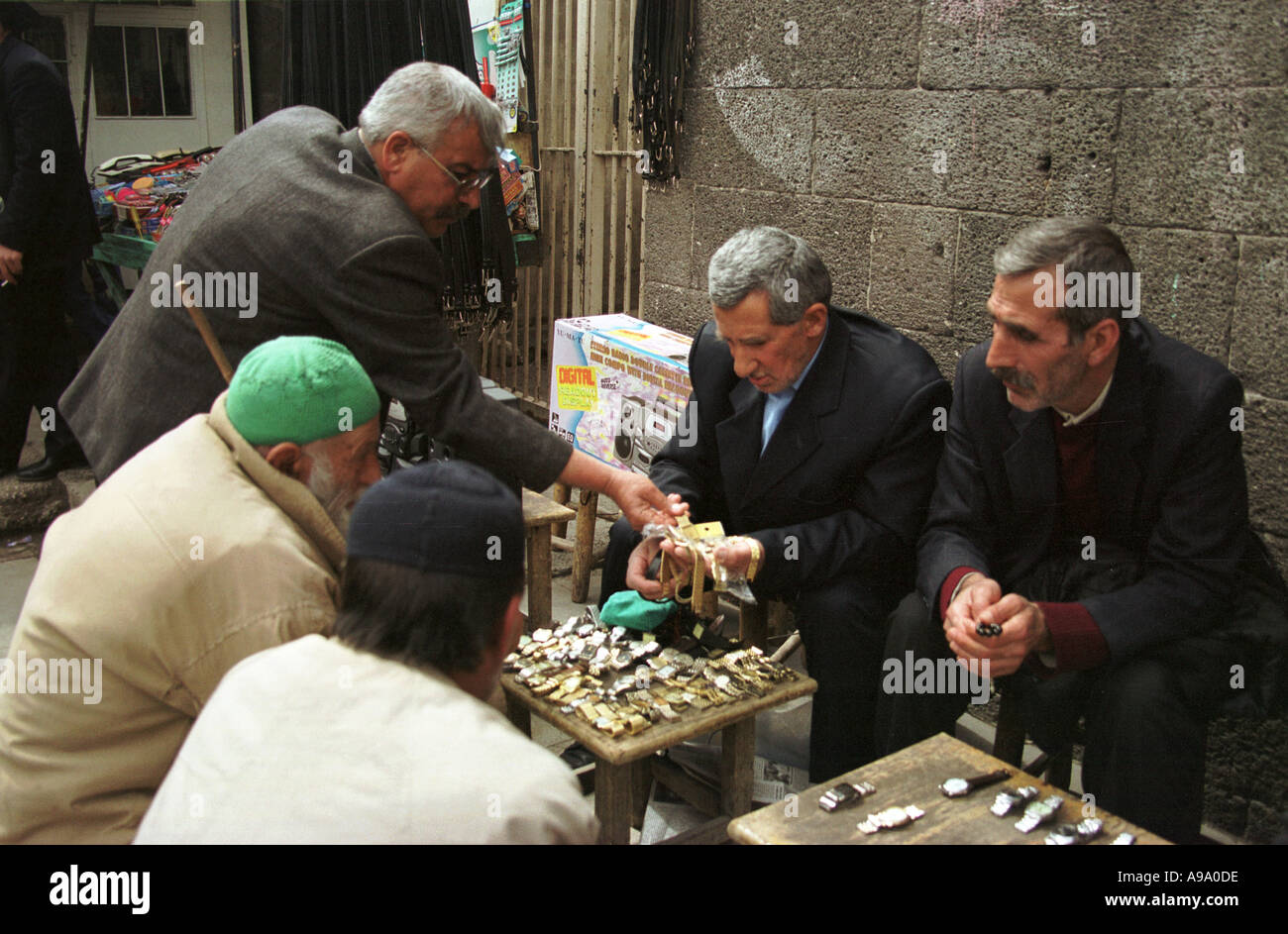 Diyarbakir TURKEY Watch sellers in front of Ulu Camii the holy mosque ...