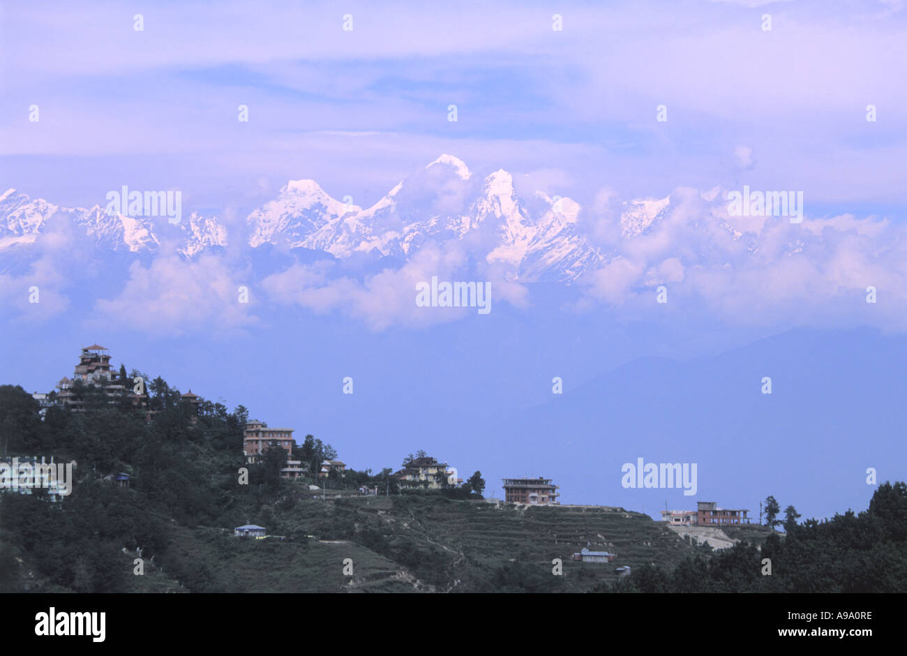 Nagarkot village and magnificent Jugal Himal in background in Kathmandu ...
