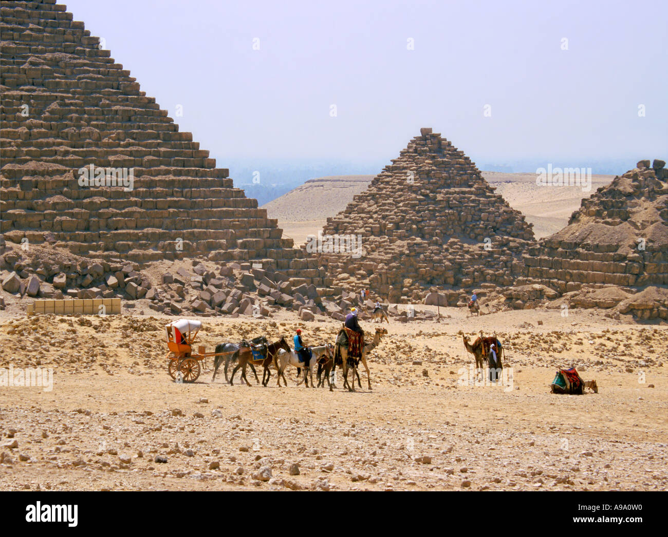 Egyptians waiting for tourists by pyramids Egypt Stock Photo - Alamy