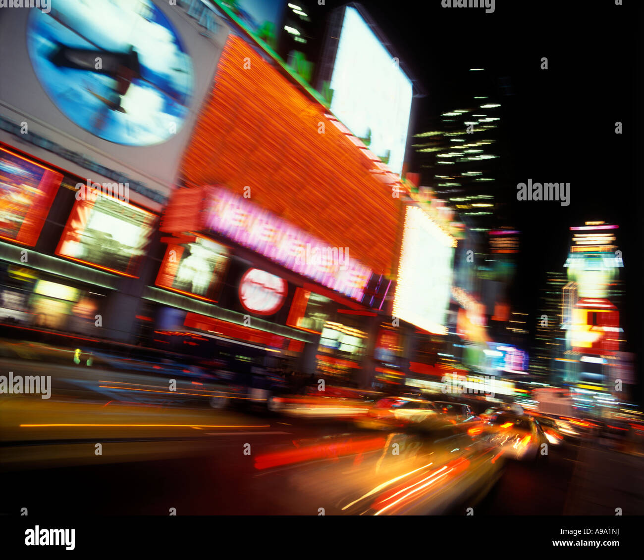 BLURRED LIGHTS TIMES SQUARE MIDTOWN MANHATTAN NEW YORK CITY USA Stock ...