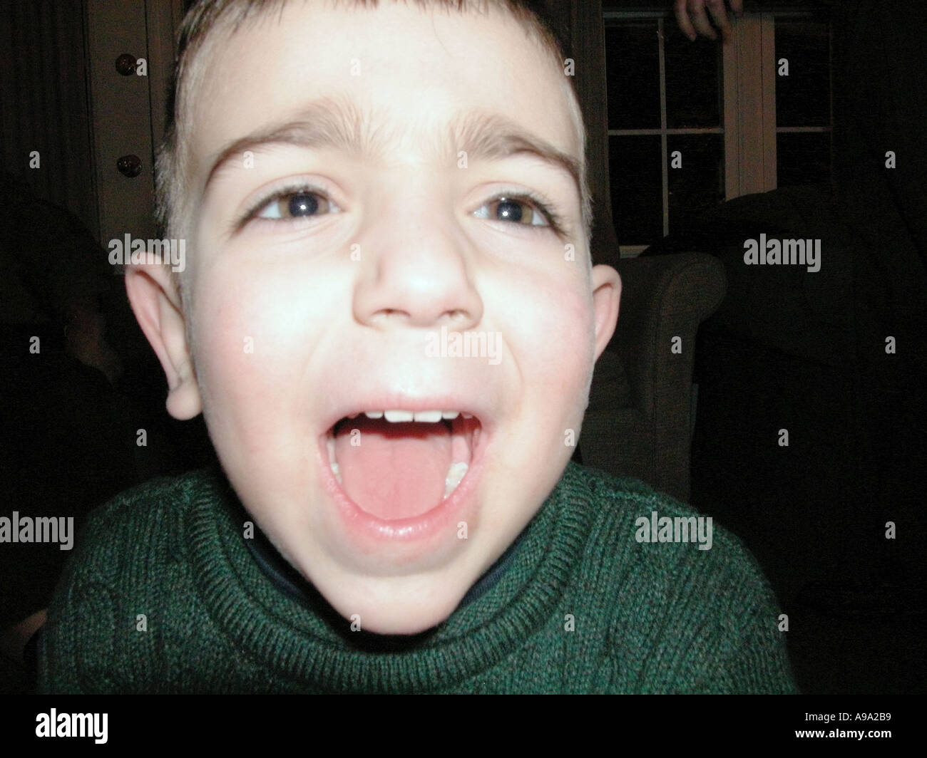 Toddler yelling close up portrait Stock Photo - Alamy