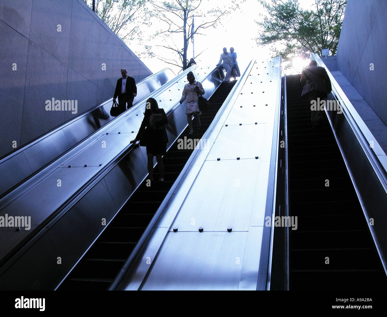 Commuters on subway escalator Metro Washington DC USA Stock Photo - Alamy