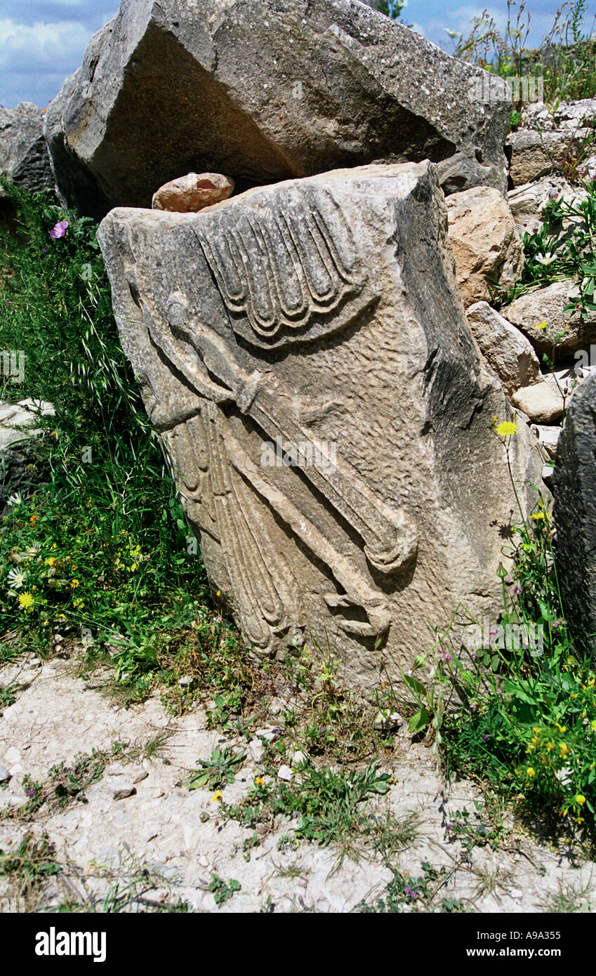 A fallen column in the Roman city of Volubilis Morocco Stock Photo - Alamy