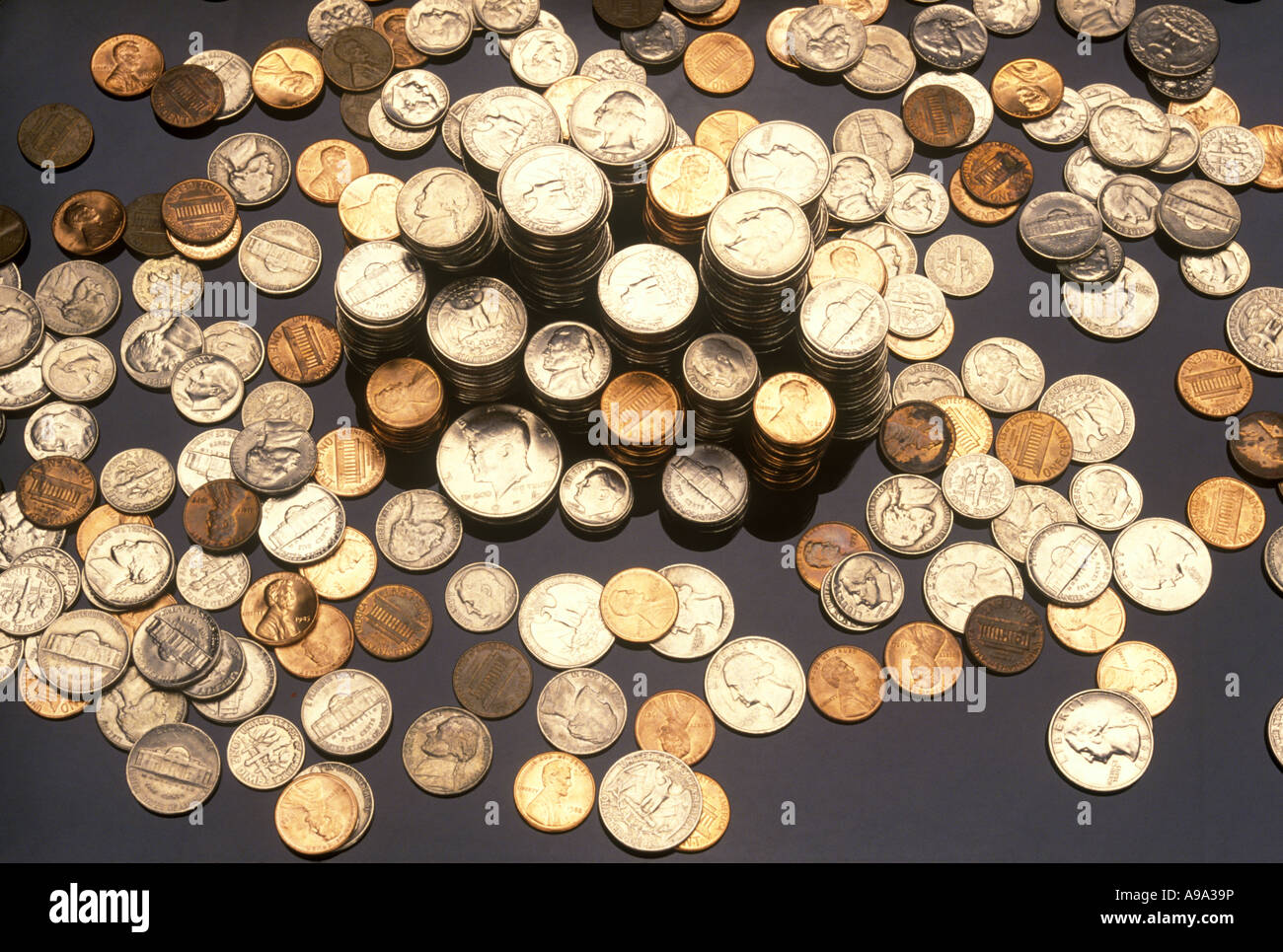 PILES OF UNITED STATES COINS Stock Photo - Alamy