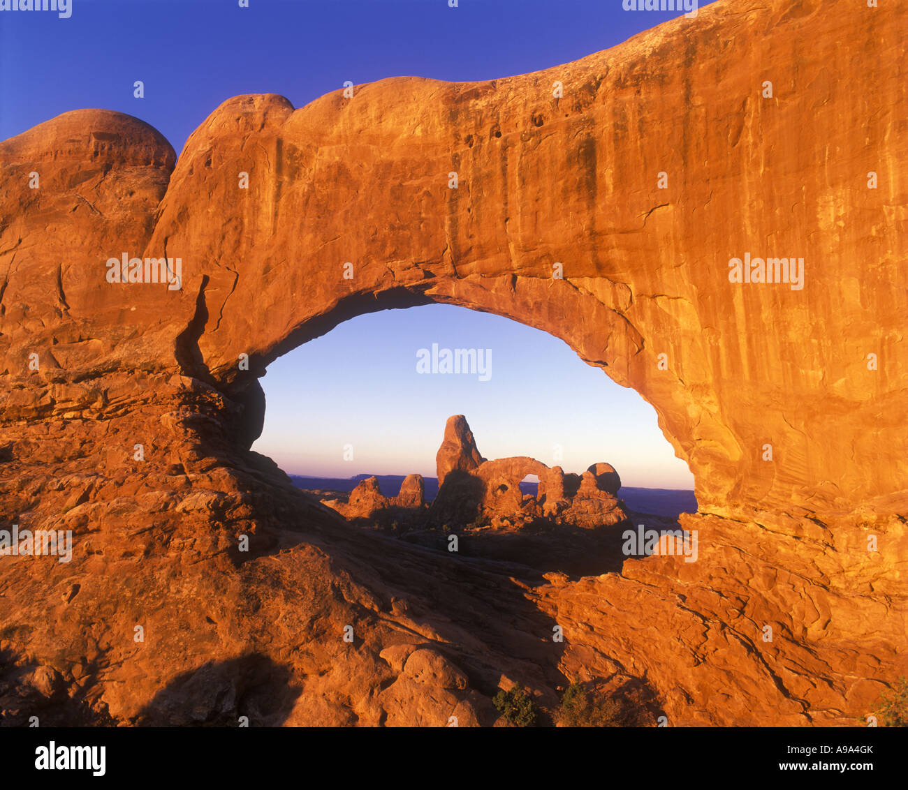 TURRET ARCH THROUGH NORTH WINDOW ARCHES NATIONAL PARK UTAH USA Stock ...