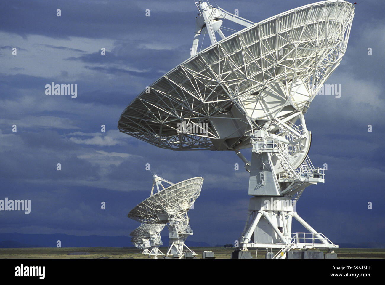 ROW OF SATELLITE DISHES JANSKY VLART RADIO TELESCOPE ARRAY PLAINS OF ...
