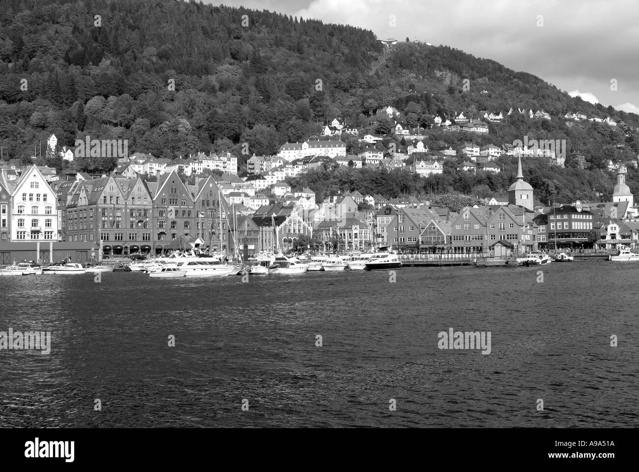 Bergen Waterfront towards Bryggen and Torget Stock Photo - Alamy