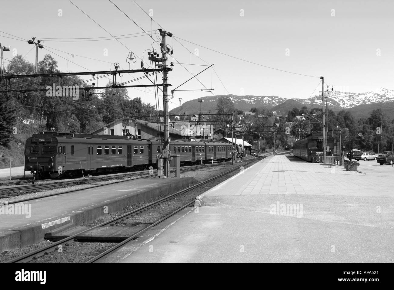 Passenger Trains at Voss Station Norway Stock Photo - Alamy