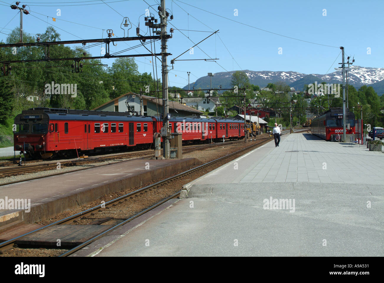 Passenger Trains at Voss Station Norway Stock Photo - Alamy