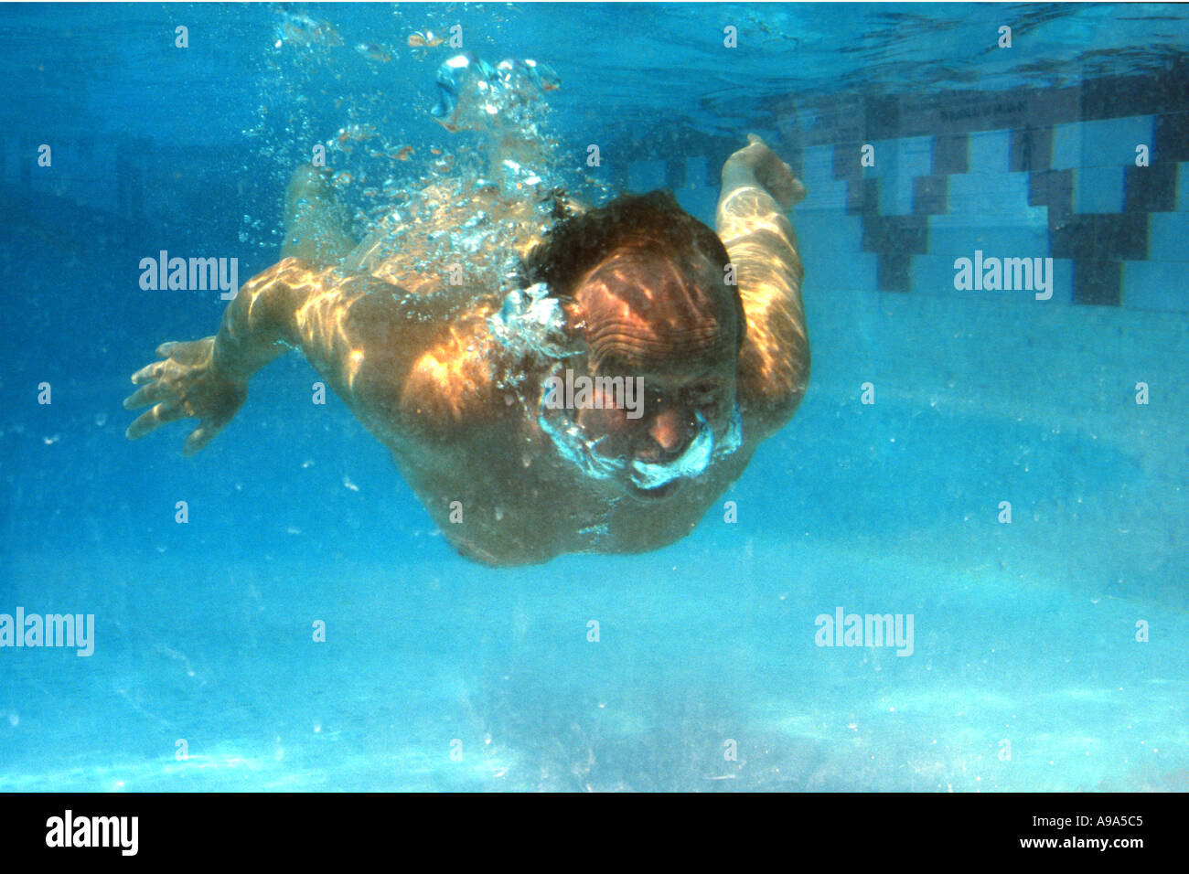 Man swimming underwater in swimming pool Stock Photo - Alamy