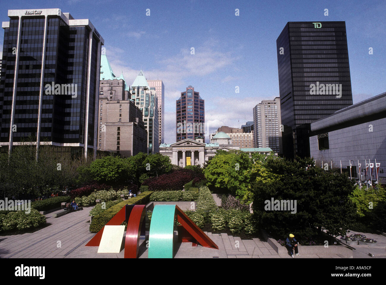 Canada Vancouver Robson Square view toward Vancouver Art Gallery and ...