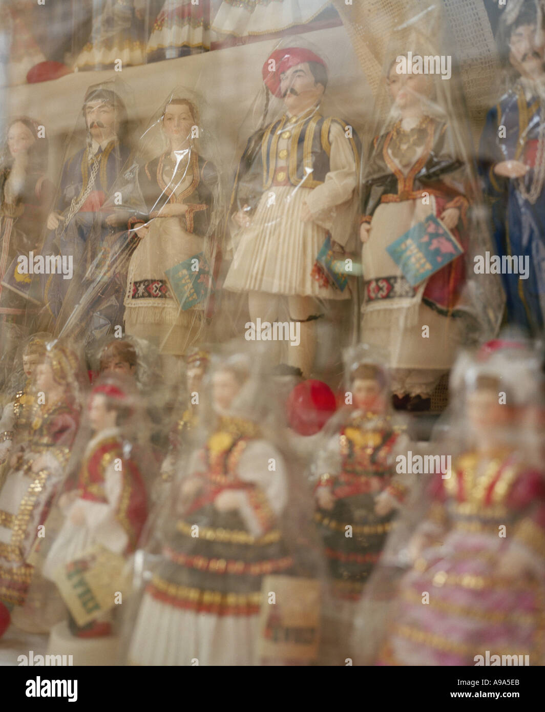 Greek dolls in souvenir shop Stock Photo - Alamy