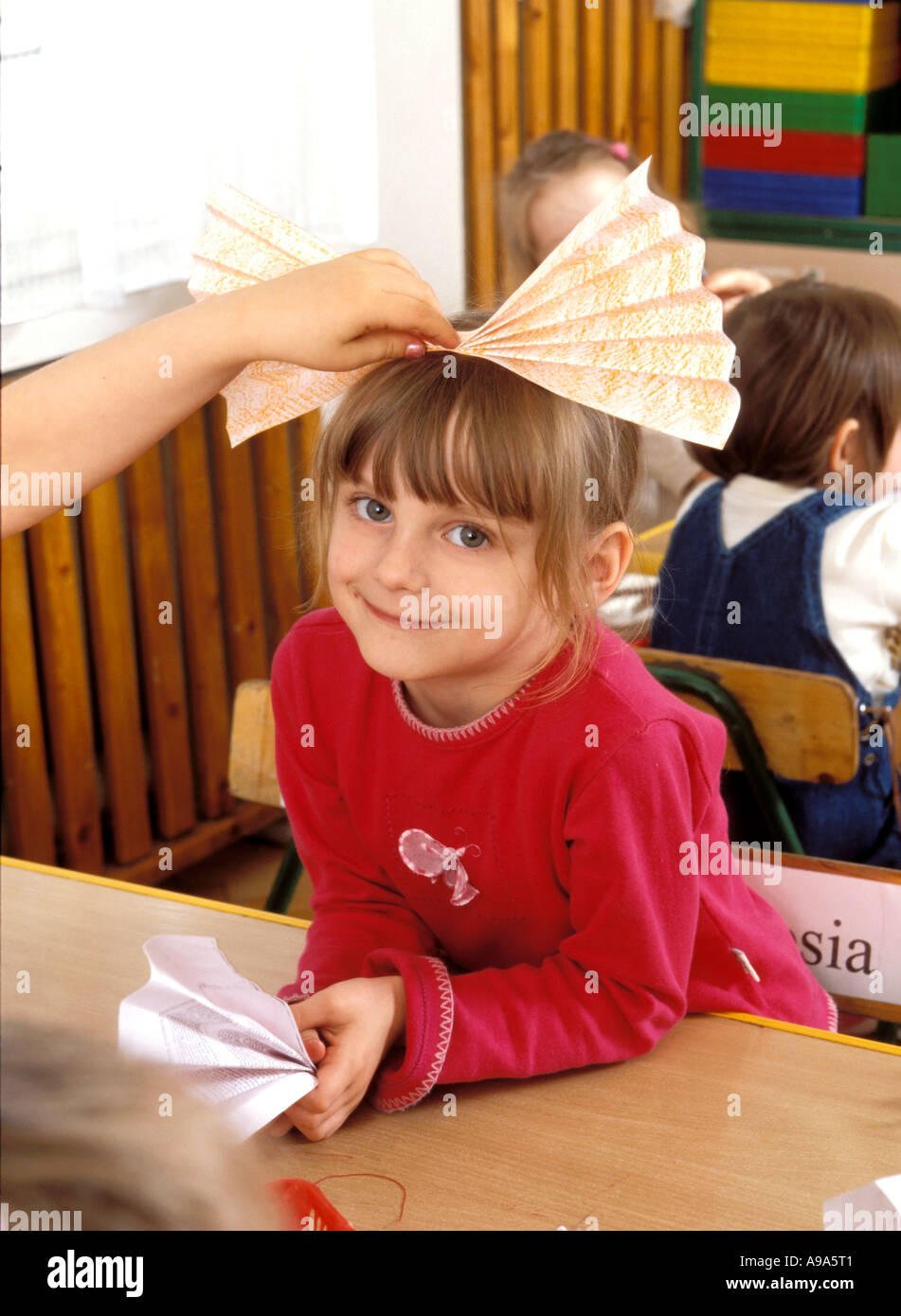 Nursery school girl ribbon kindergarten hi-res stock photography and ...