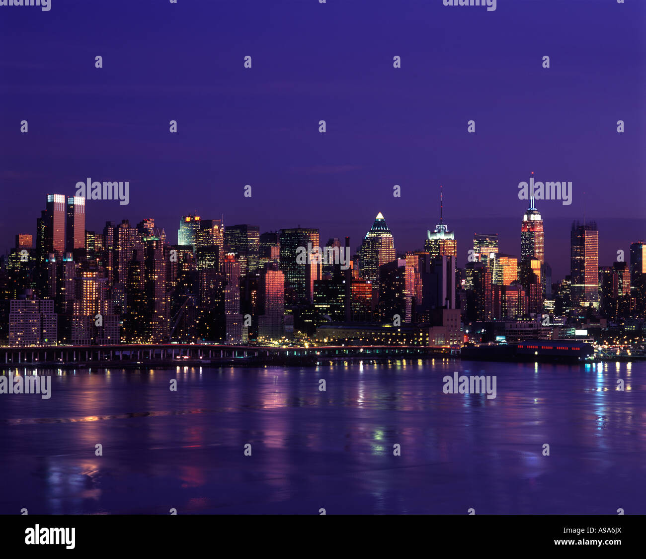 1995 HISTORICAL MIDTOWN SKYLINE HUDSON RIVER MANHATTAN NEW YORK CITY ...