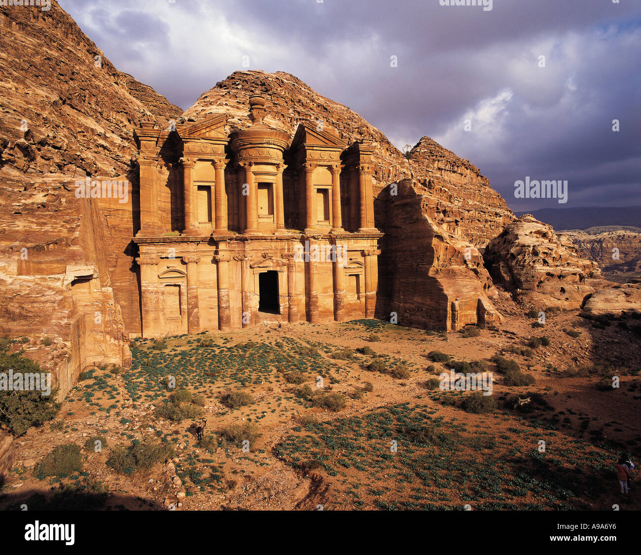 The ornate carved rock tomb known as The Monastery El Deir Petra Jordan ...
