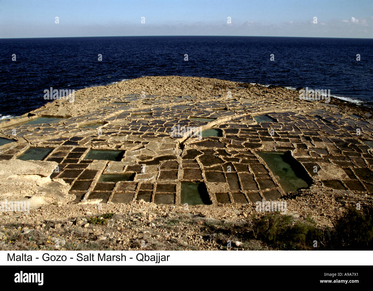 Malta Gozo Salt Marsh Qbajjar Stock Photo - Alamy