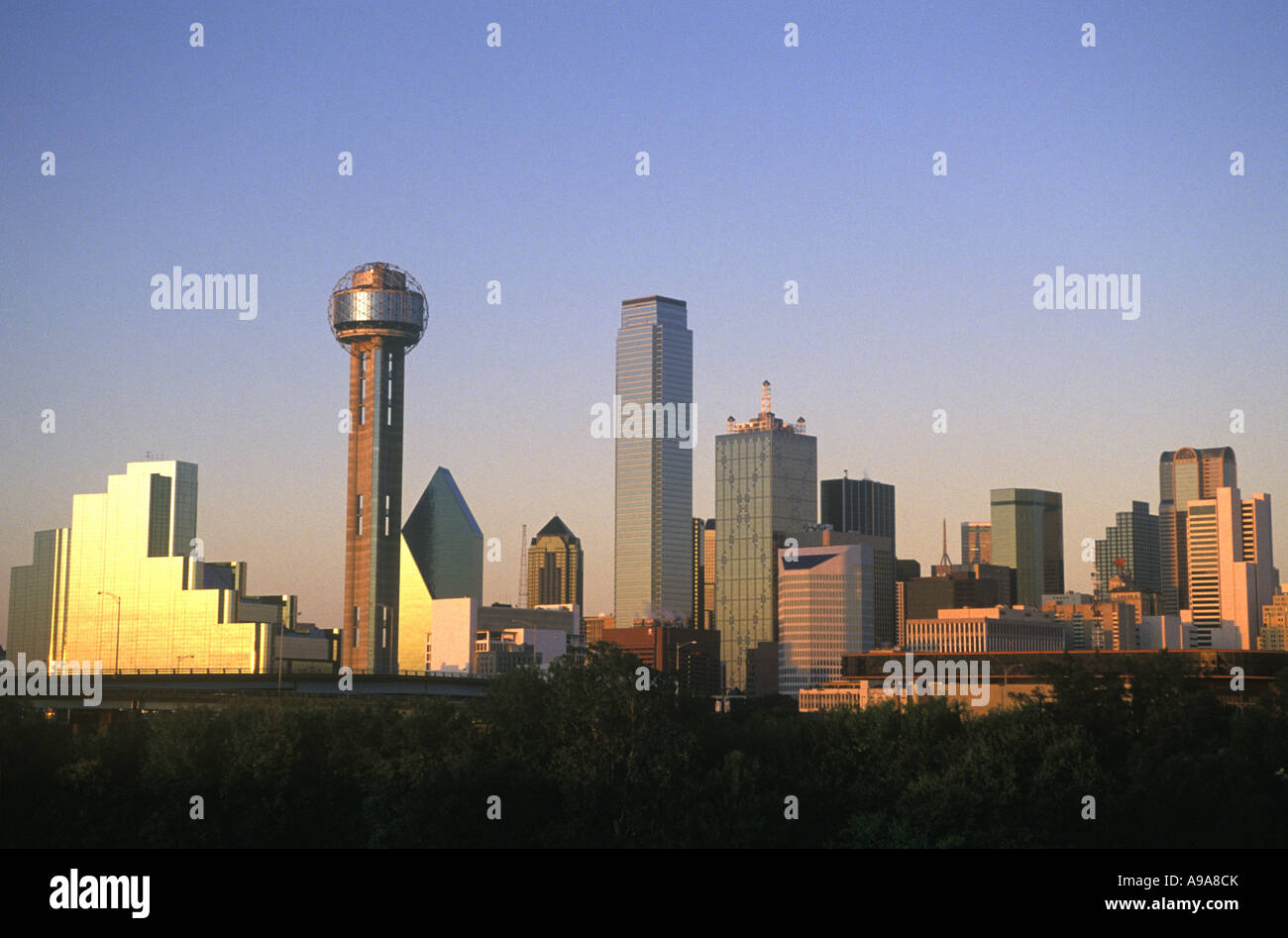 1992 HISTORICAL DOWNTOWN SKYLINE TRINITY RIVER GREENBELT PARK DALLAS ...