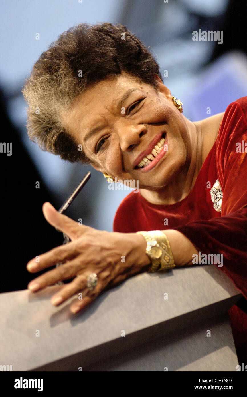 Maya Angelou American poet & writer pictured at Hay Festival 2002 Hay ...