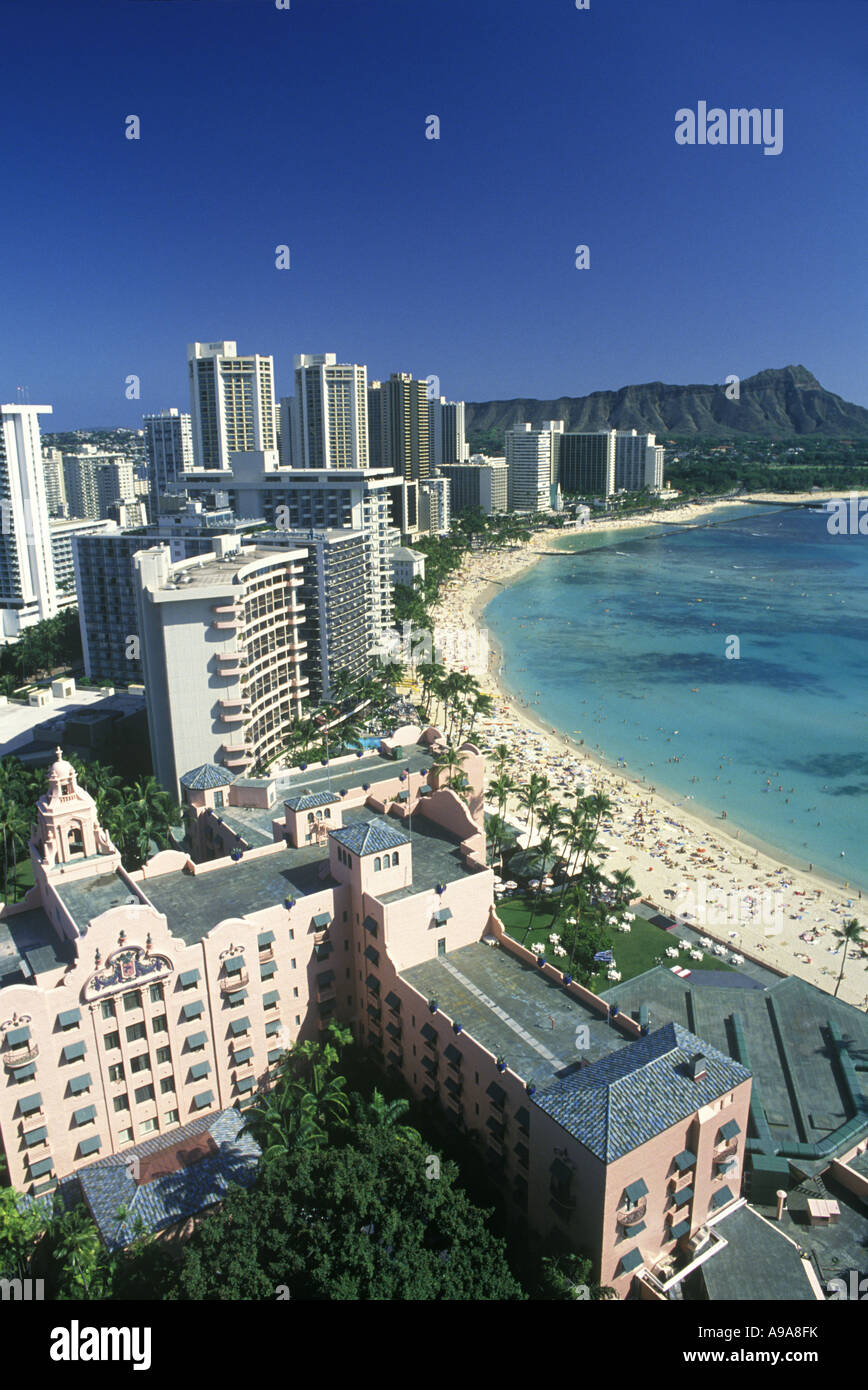 WAIKIKI BEACH DIAMOND HEAD HONOLULU OAHU HAWAII USA Stock Photo - Alamy