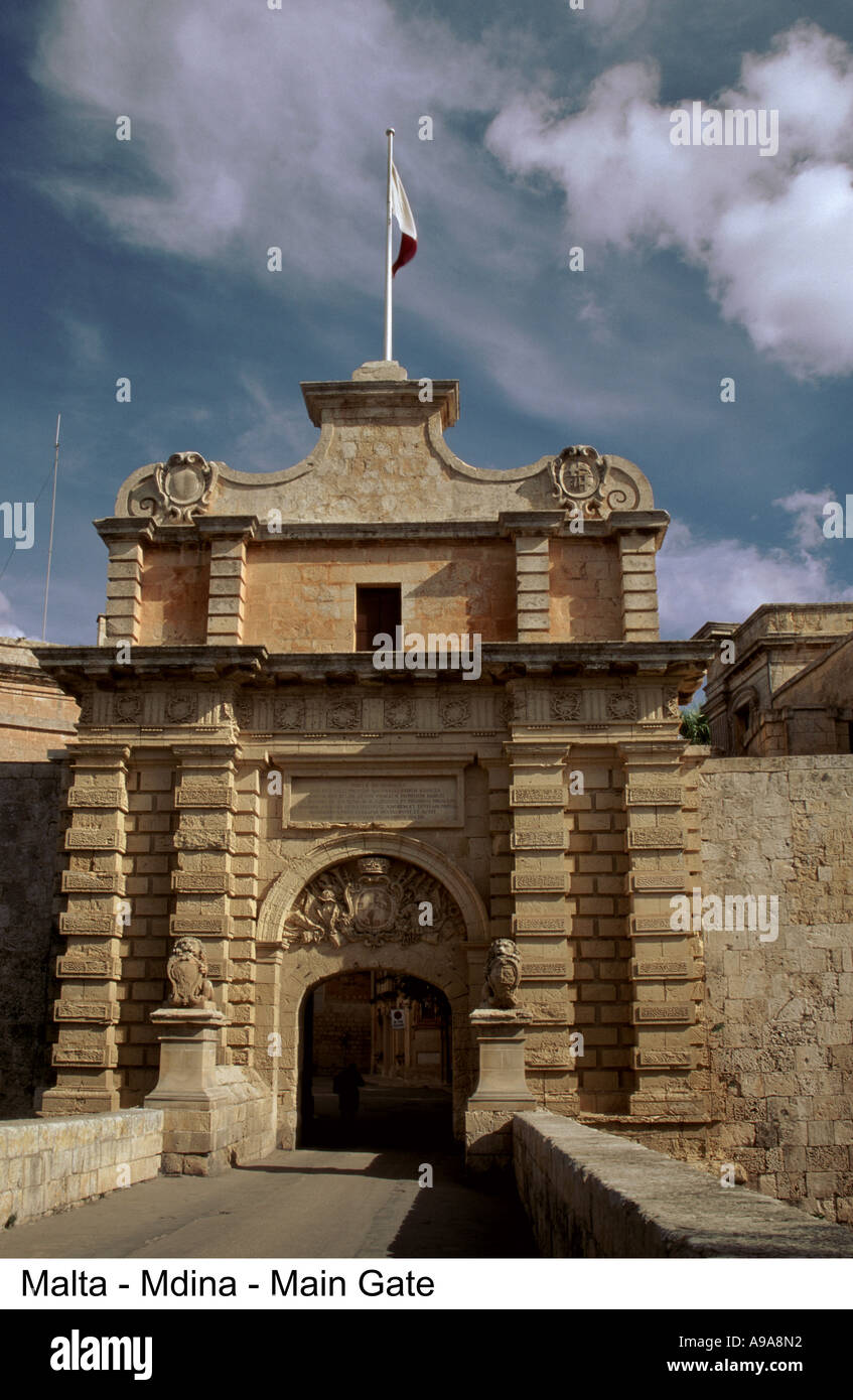 Malta Mdina Main Gate Stock Photo - Alamy