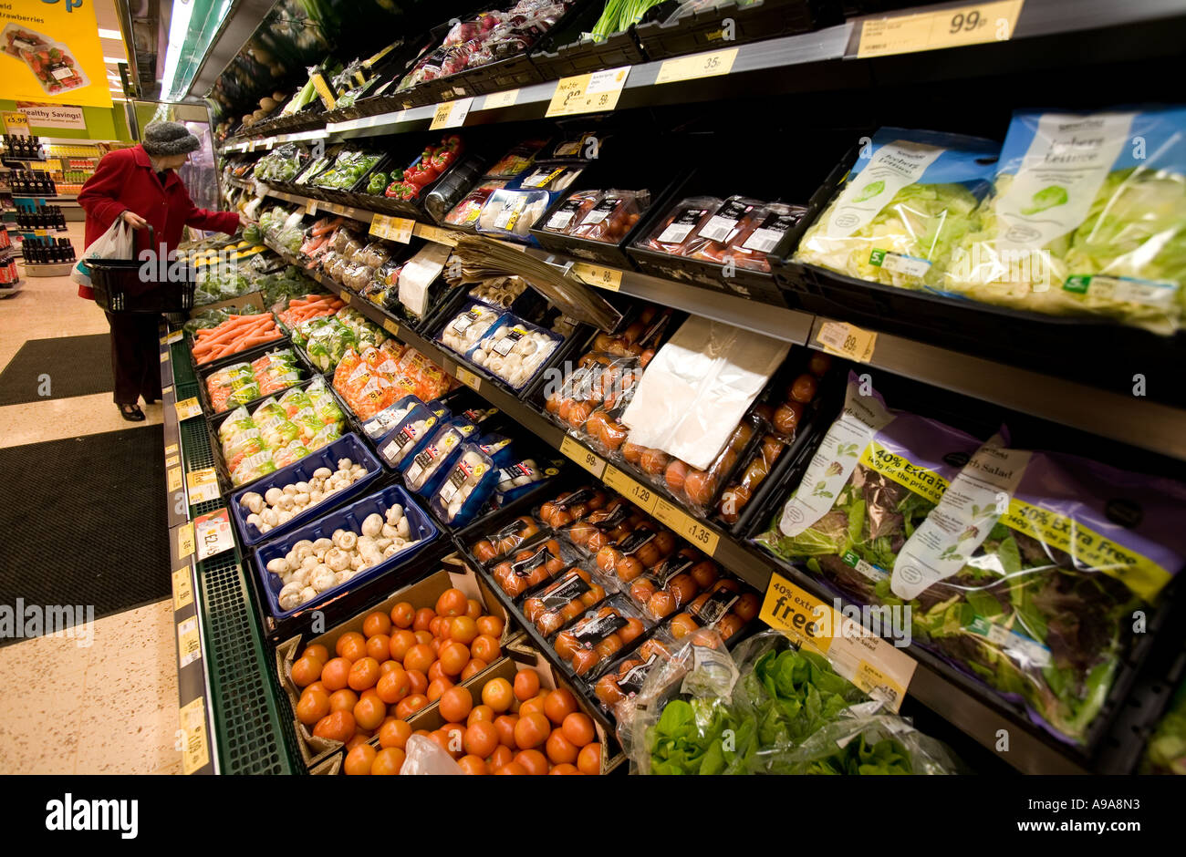 Fruit and vegetables on sale in an English Supermarket jj5d00428 Stock ...