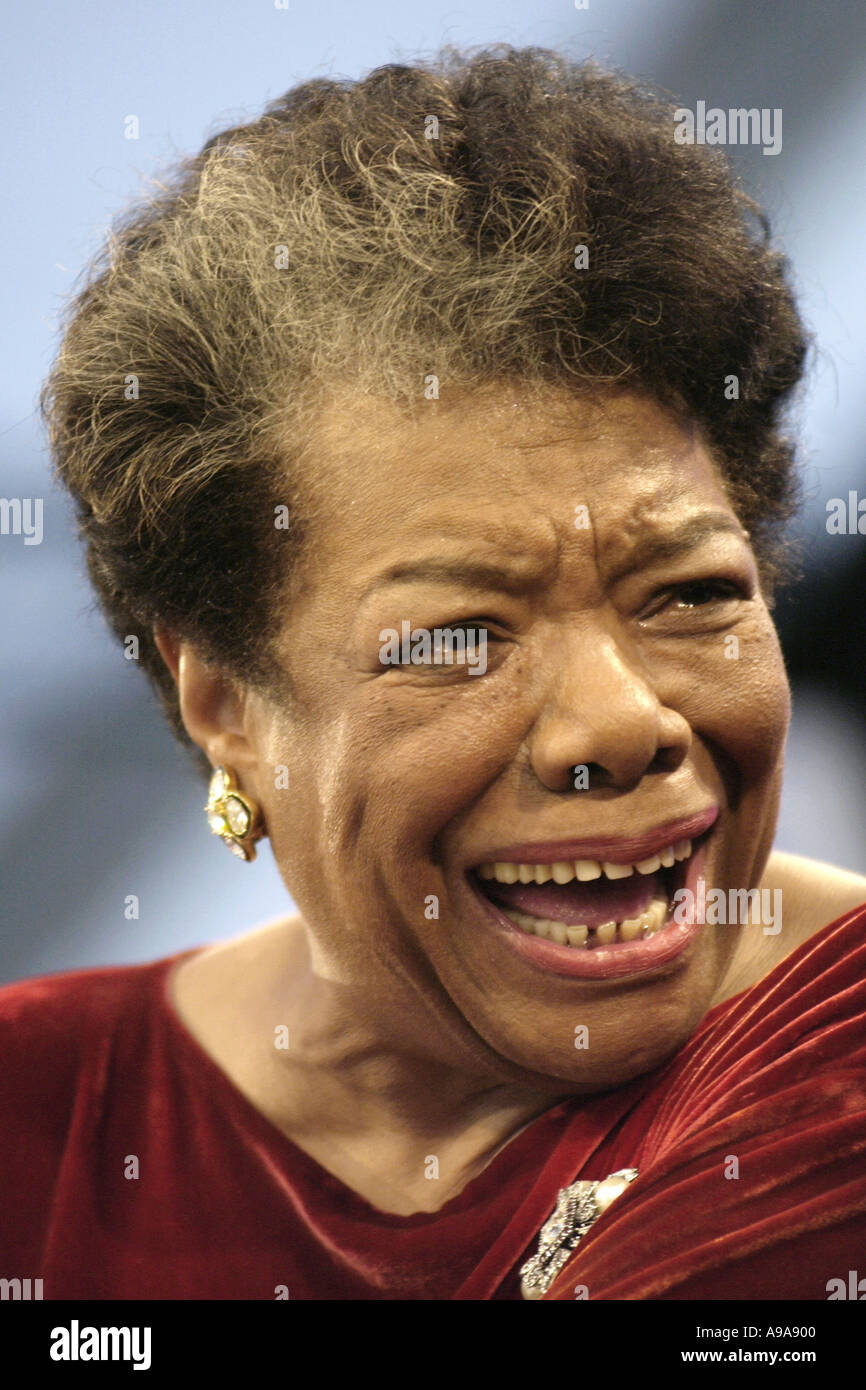 Maya Angelou American poet & writer pictured at Hay Festival 2002 Hay ...