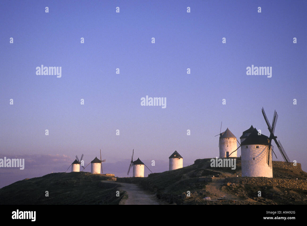 WINDMILLS CERRO CALDERICO CONSUEGRA LA MANCHA SPAIN Stock Photo - Alamy